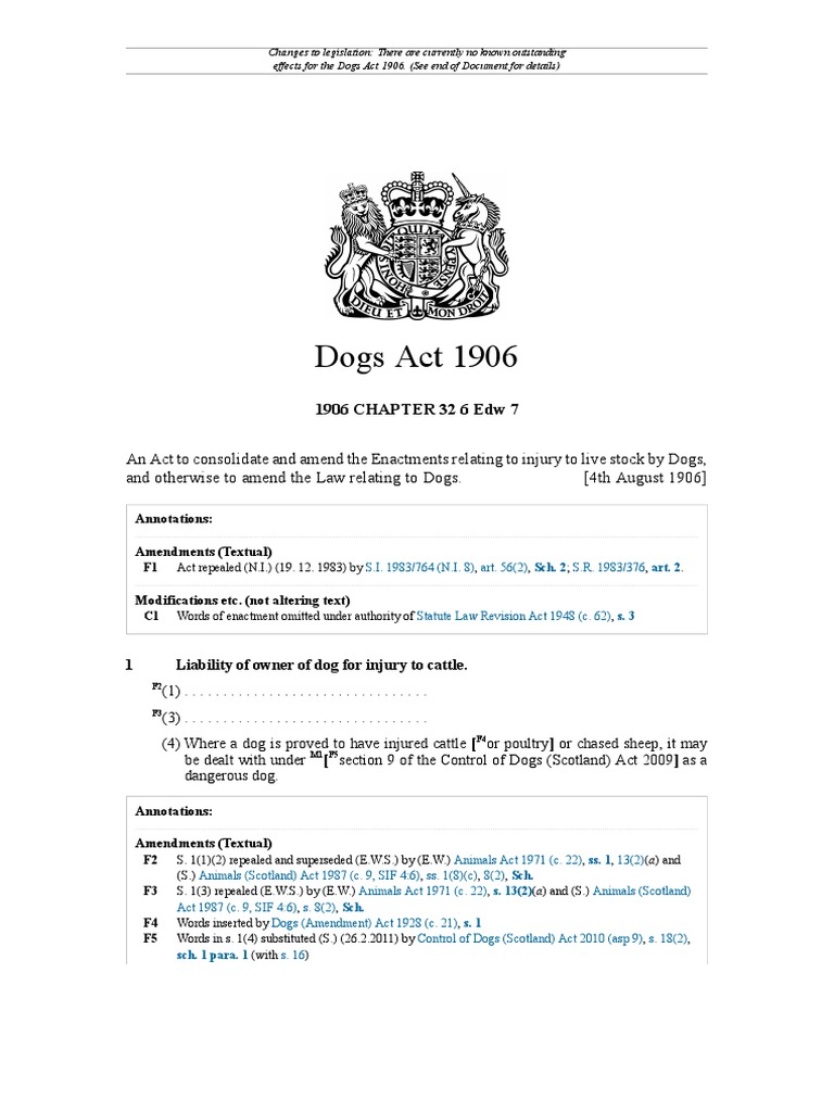 Dogs Act, 1906 | PDF | Justice | Crime & Violence