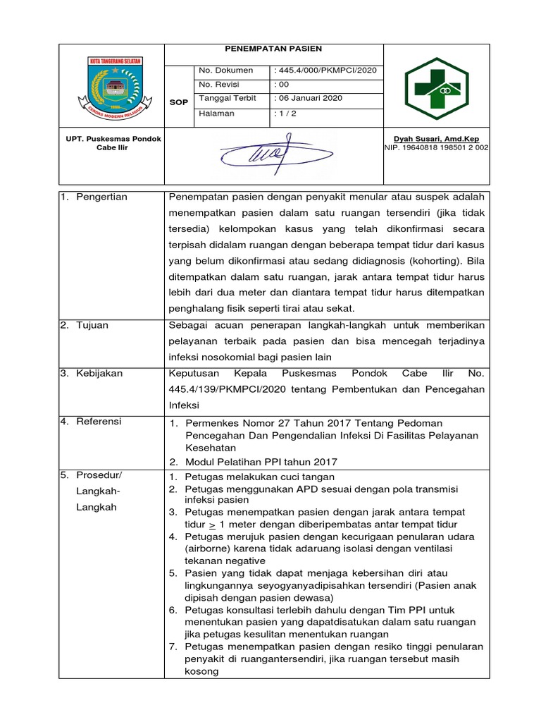 Sop Penempatan Pasien | PDF