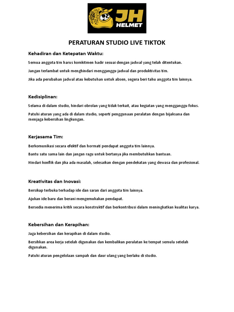 Peraturan Studio Live Tiktok | PDF