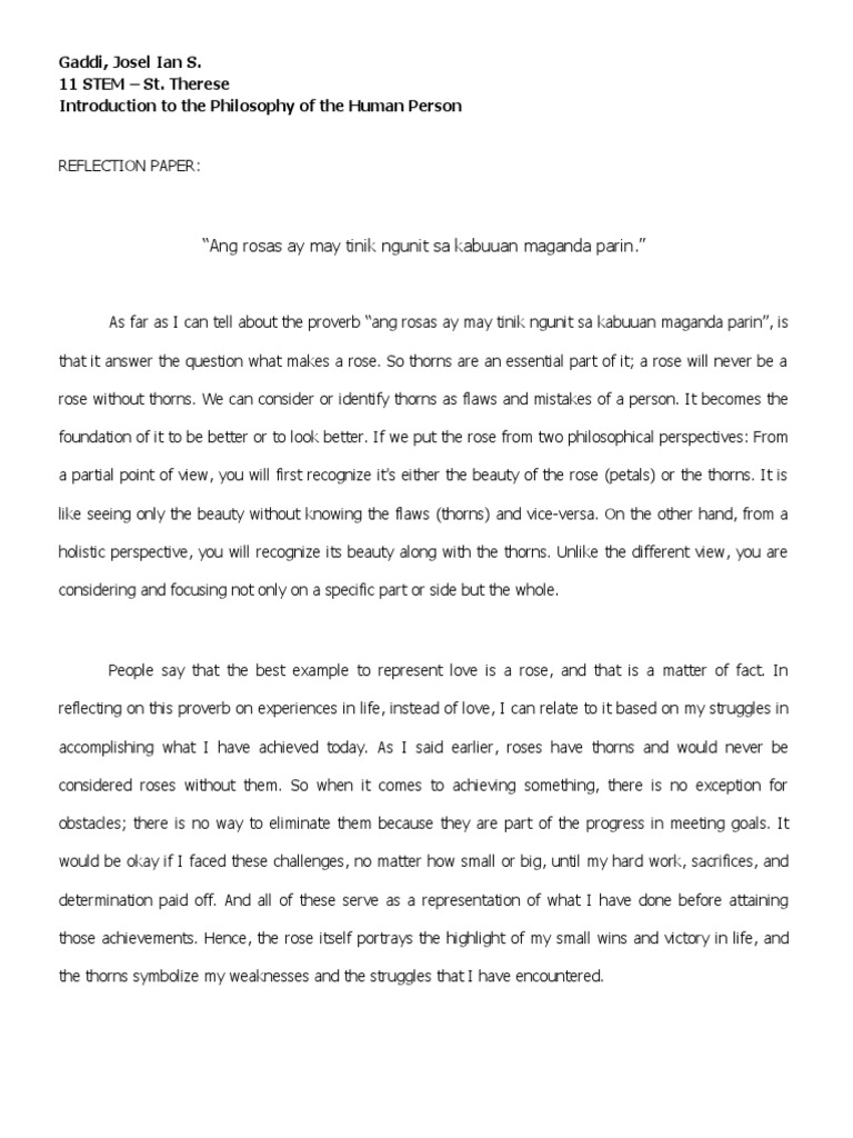 Philo - Reflection #1 | PDF | Psychology | Cognition