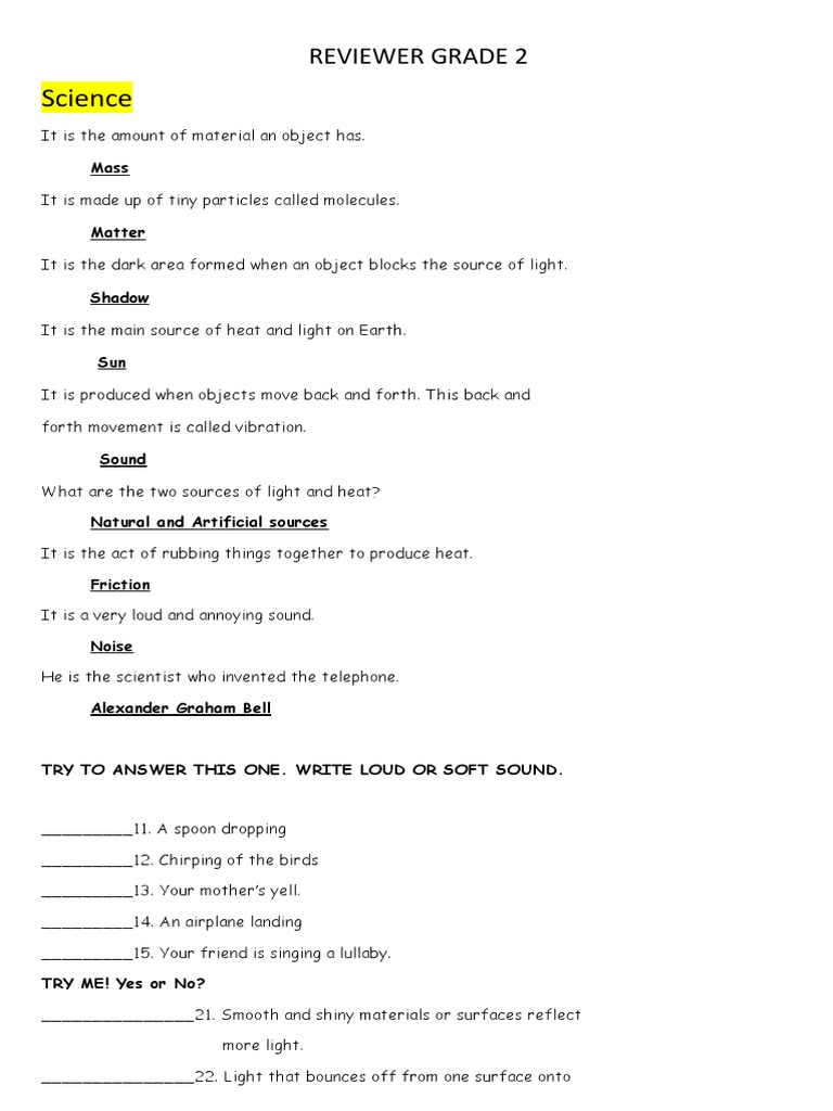 Third Periodical Exam Grade 2 Reviewer | PDF | Sound | Shape