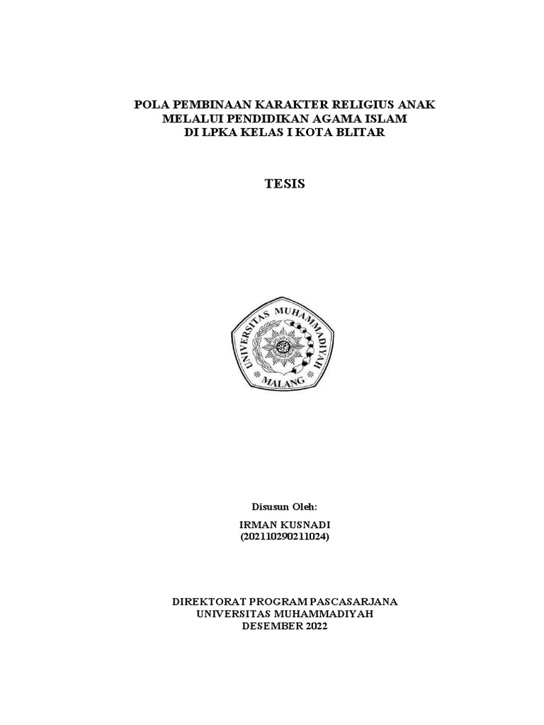 Pola Pembinaan Karakter Religius Anak Melalui Pendidikan Agama Islam Di ...