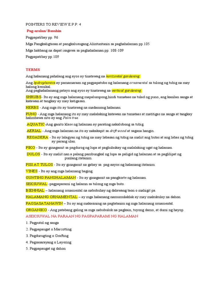 E.P.P. 4 Pointers To Review | PDF