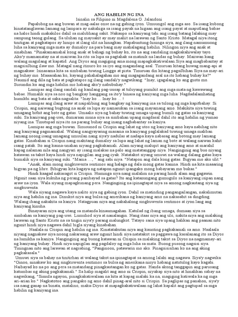 Ang Habilin NG Ina | PDF