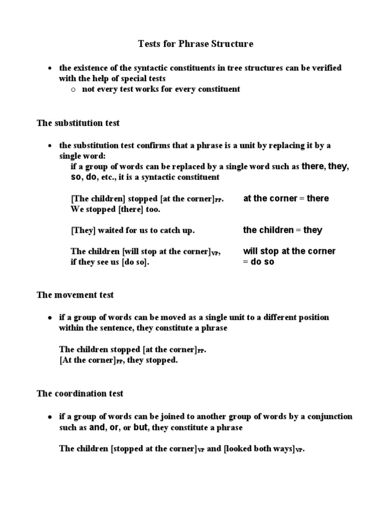 Constituency Tests in Syntax | PDF