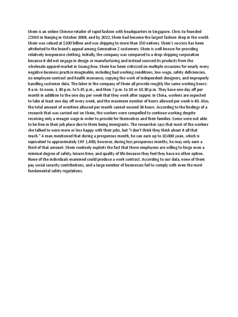 Shein | PDF | Business | Social Science