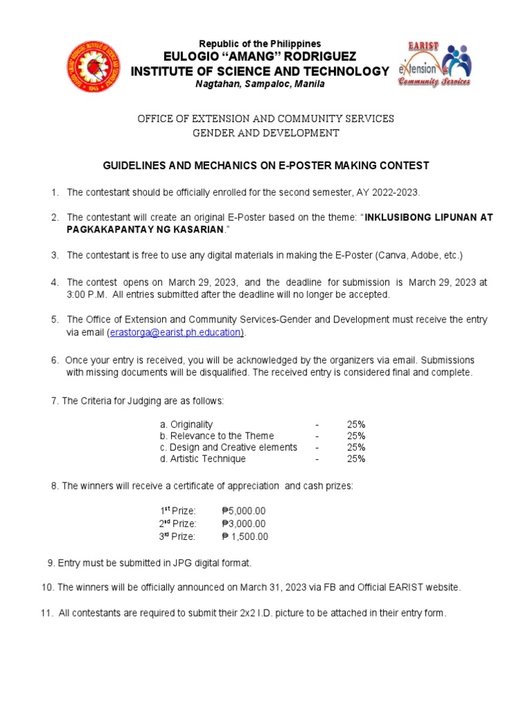 Guidelines and Mechanics E Poster Contest | PDF