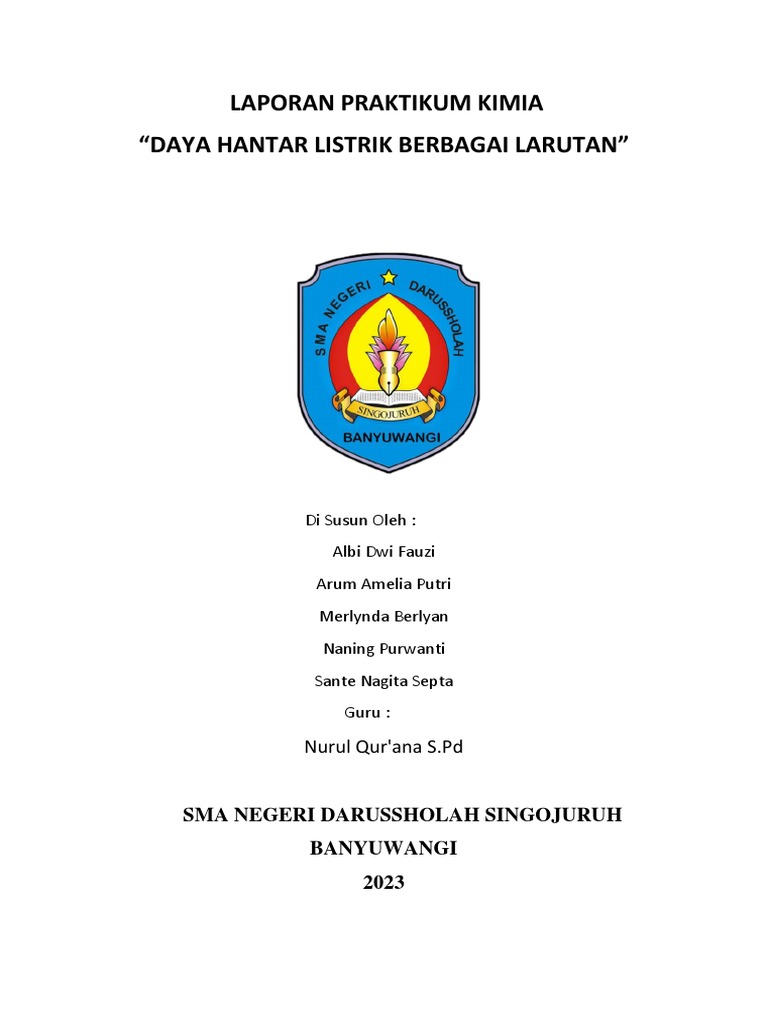 Laporan Praktikum Kimia "Daya Hantar Listrik Berbagai Larutan" | PDF