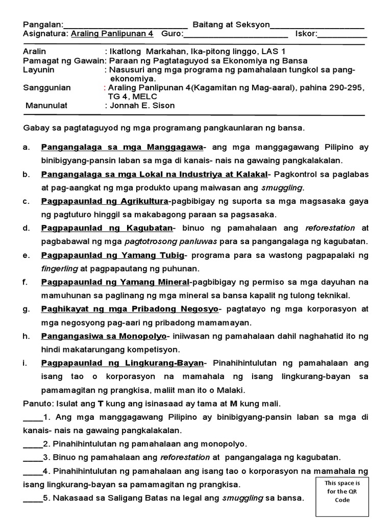 Q3 Ap Week 7 Las 1 2 3 | PDF