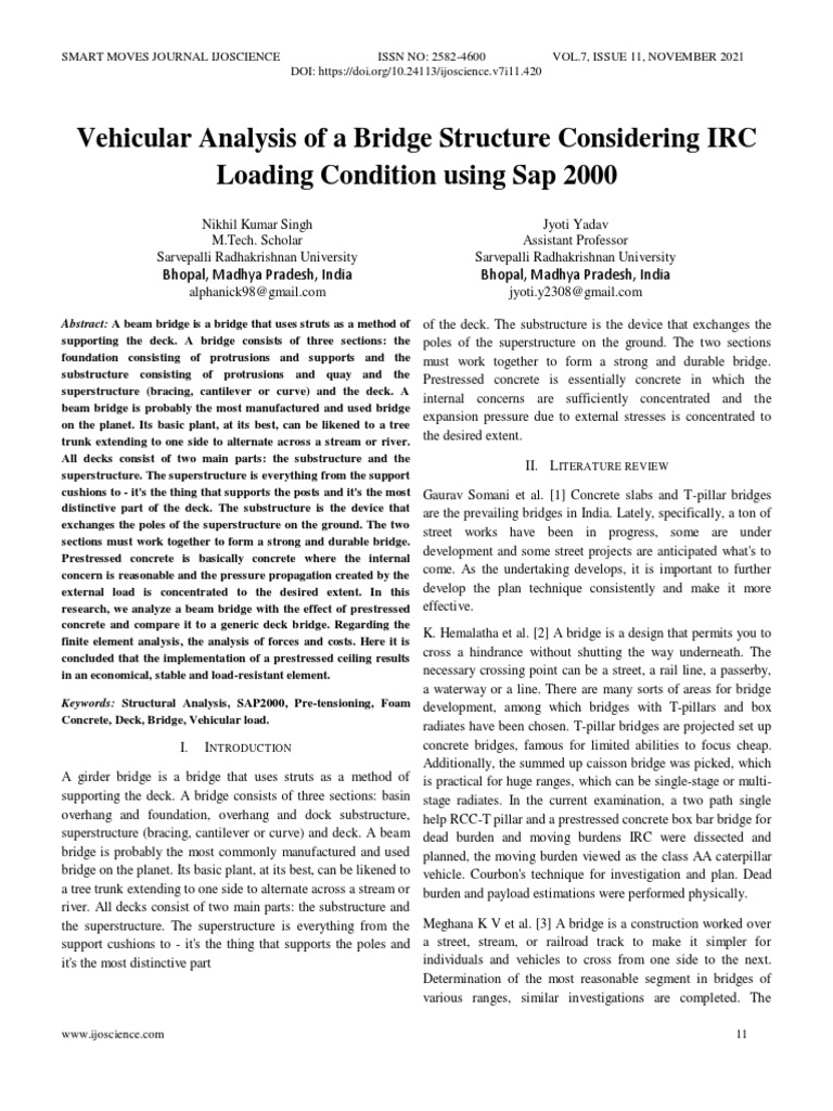 Vehicular Analysis of A Bridge Structure Considering IRC Loading ...
