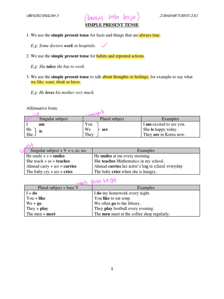Simple Present Tense | PDF