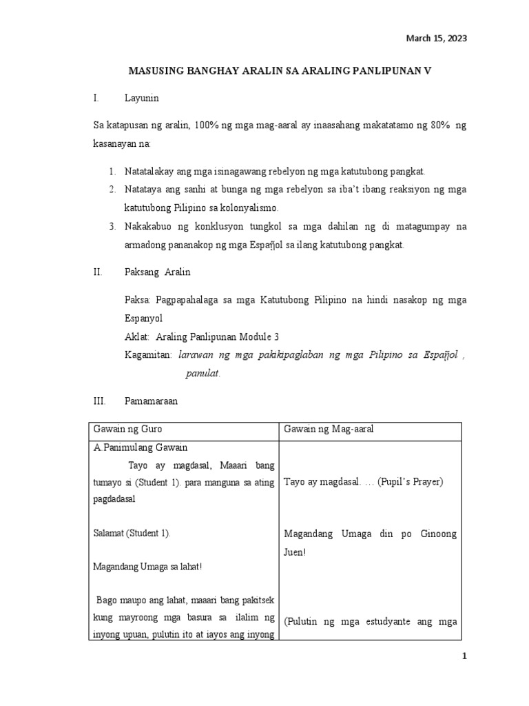MDL 3 - Lesson Plan | PDF