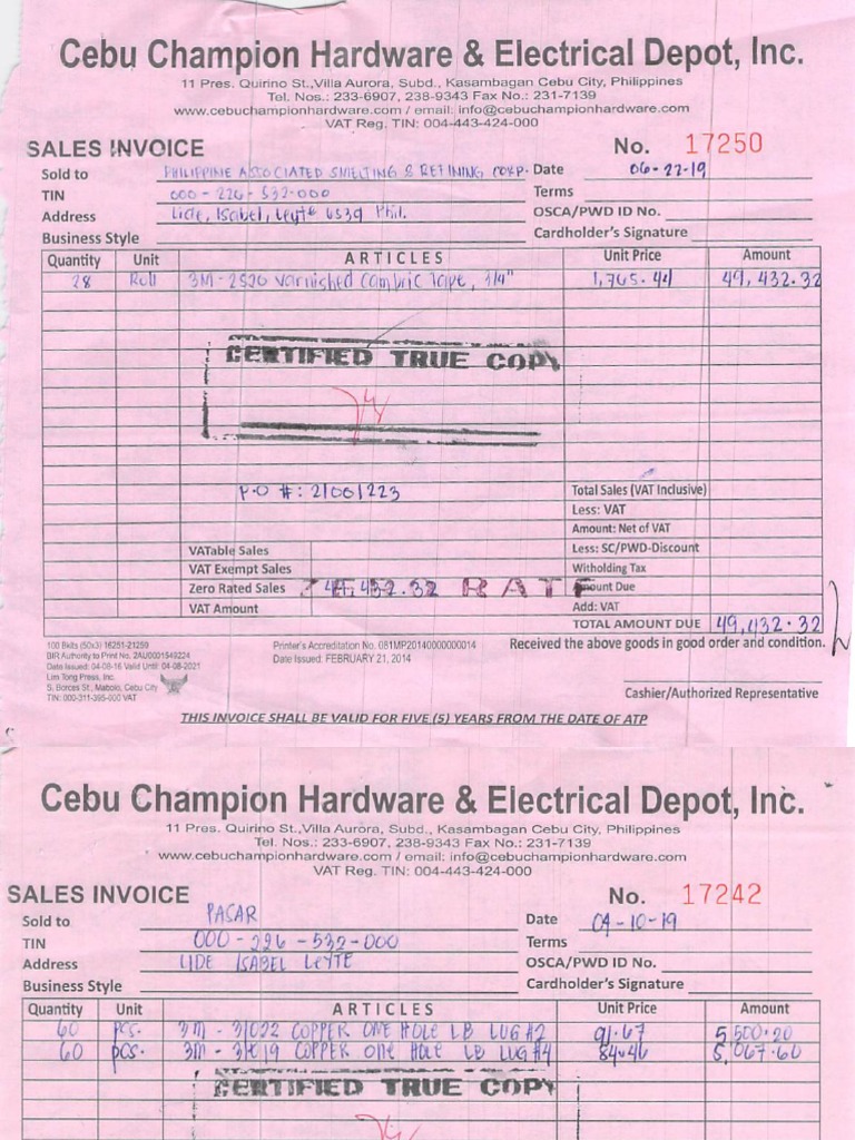 Certified Invoices | PDF