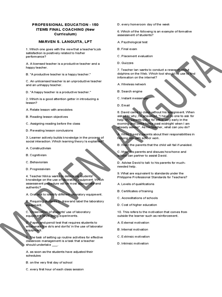 PROF ED 2023 Final Coaching | PDF | Educational Assessment | Learning