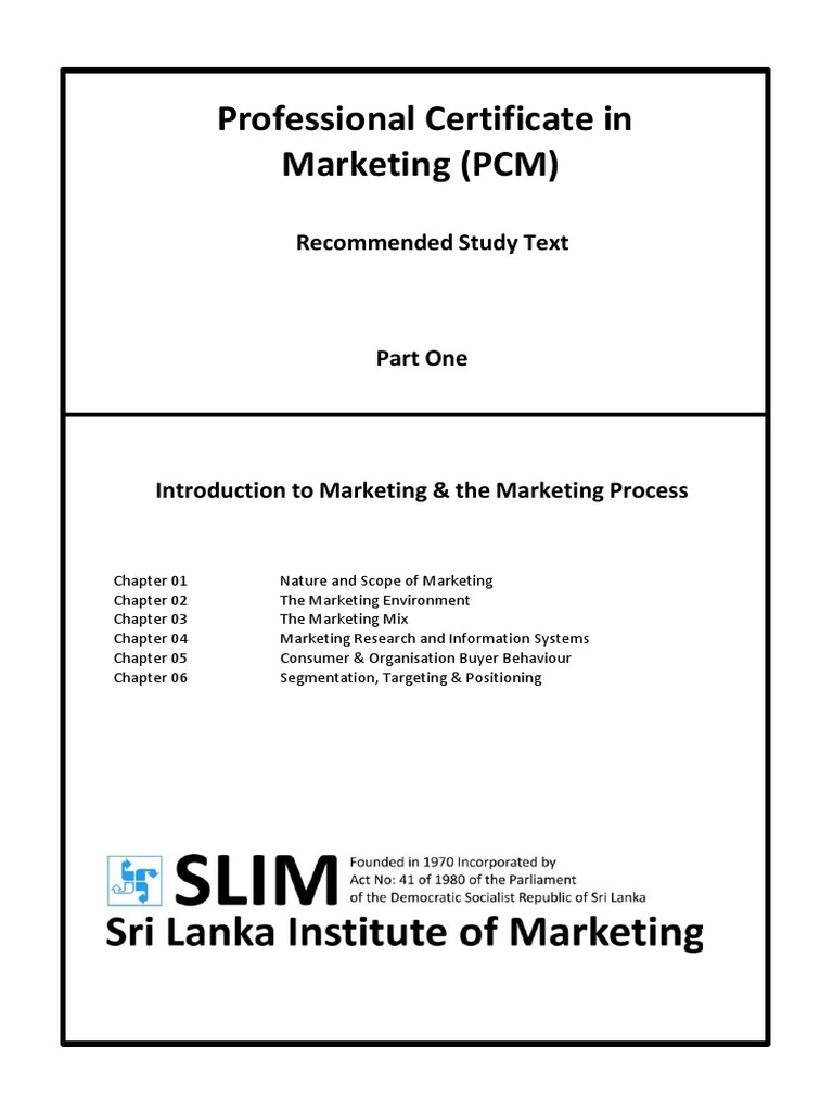 PCM Book - Part I | PDF | Marketing | Supply Chain