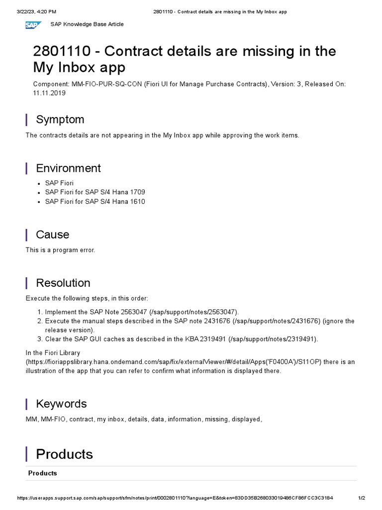 Fix Missing Contract Details in My Inbox | PDF | Information Technology ...