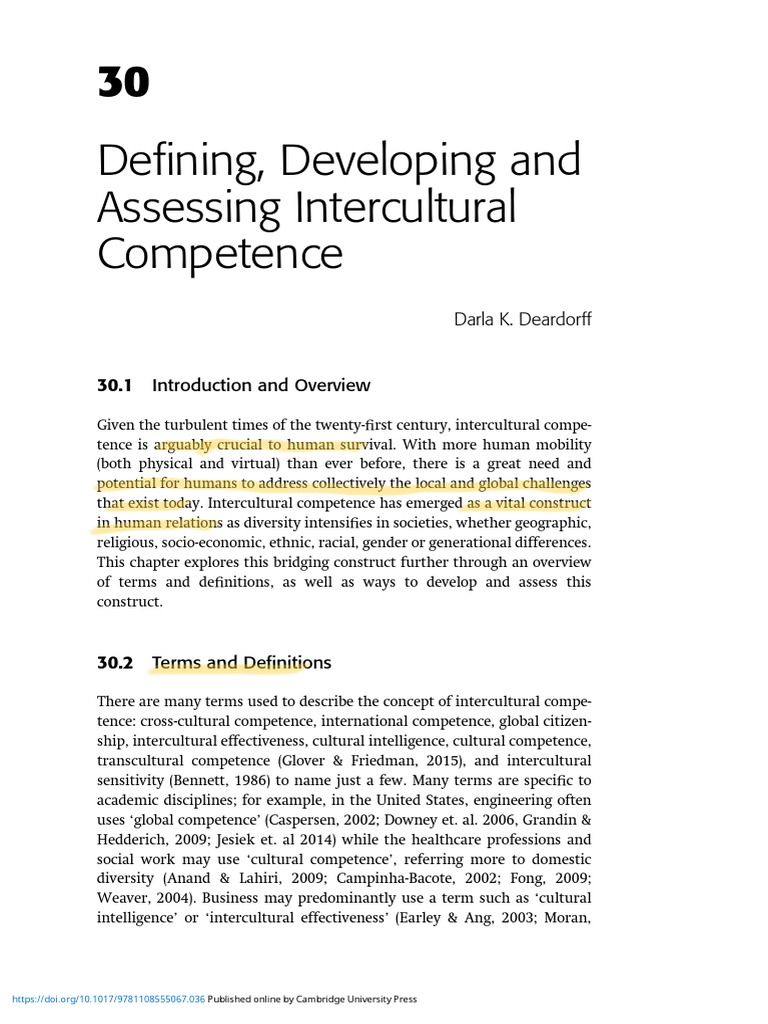 Defining Developing and Assessing Intercultural Competence | PDF | Cross Cultural Communication ...