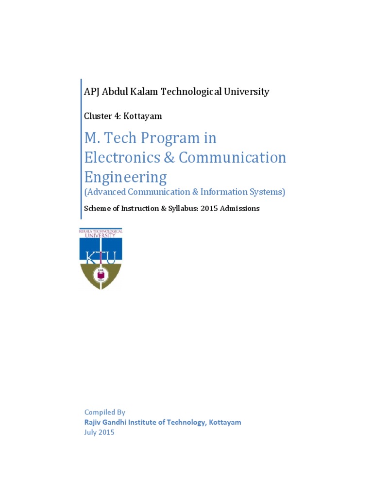 M. Tech Program in Electronics & Communication Engineering: APJ Abdul Kalam Technological ...