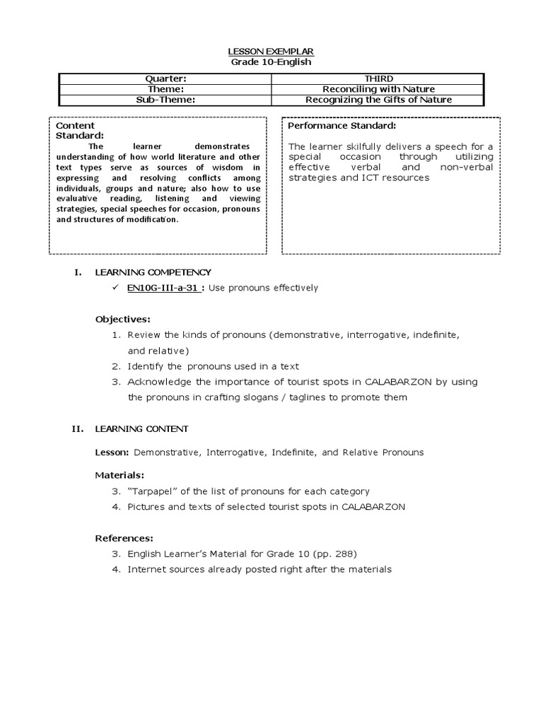 Demonstrative, Interrogative, Indefinite, and Relative Pronouns | PDF ...