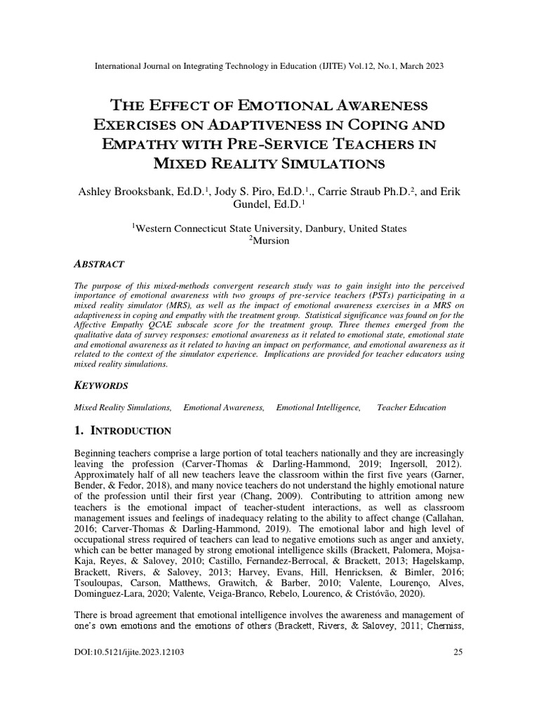 The Effect of Emotional Awareness Exercises On Adaptiveness in Coping ...