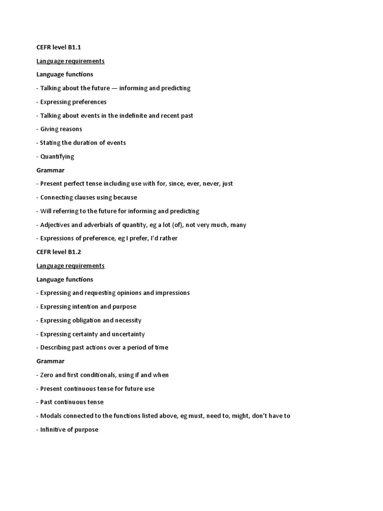 Grammar B1.1 & B1.2 | PDF