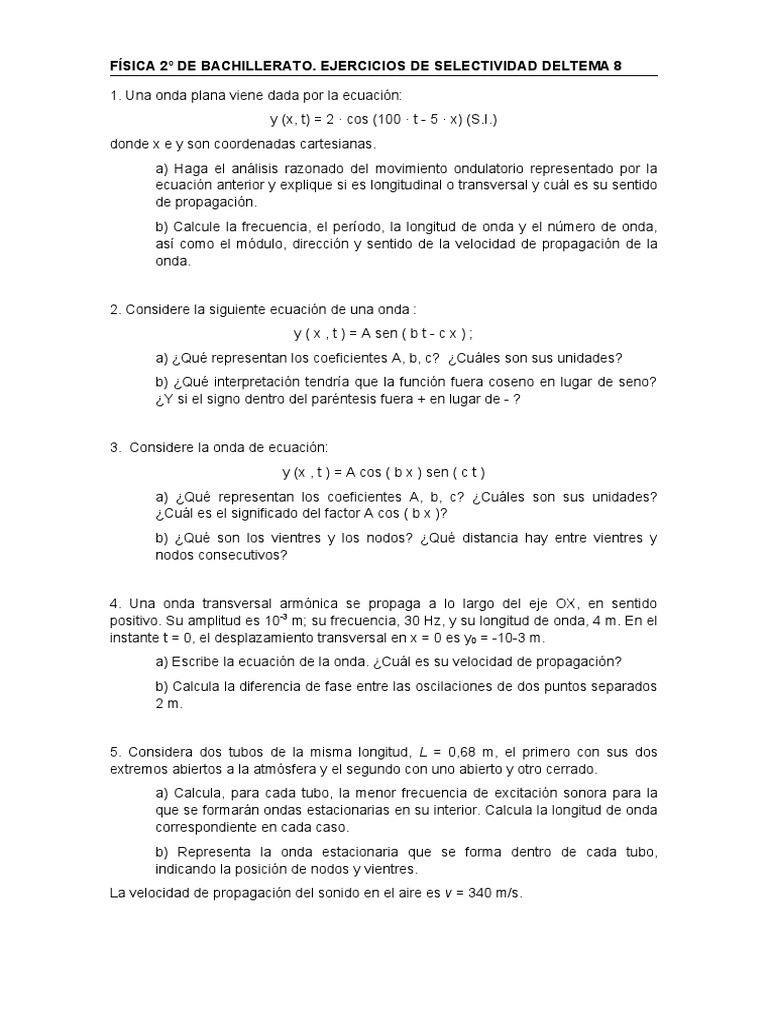 T8 Selectividad | PDF | Longitud de onda | Olas