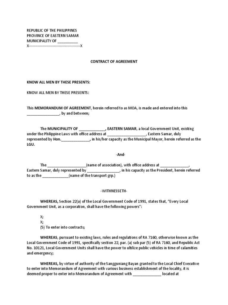 MOA WITH Transport Group | PDF | Private Law | Common Law