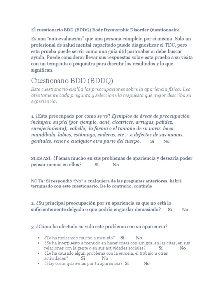 BDDQ | PDF | Cuestionario | Sicología