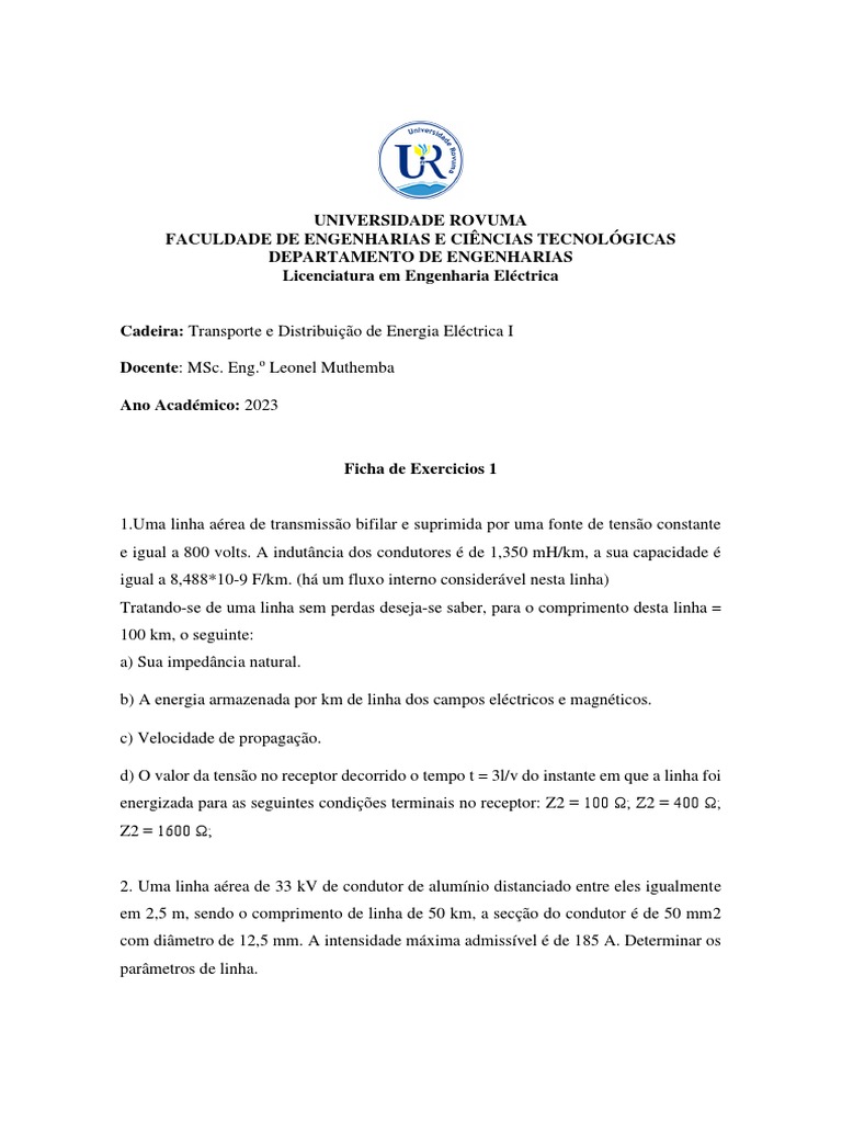 Ficha de Exercicios TDEE | PDF