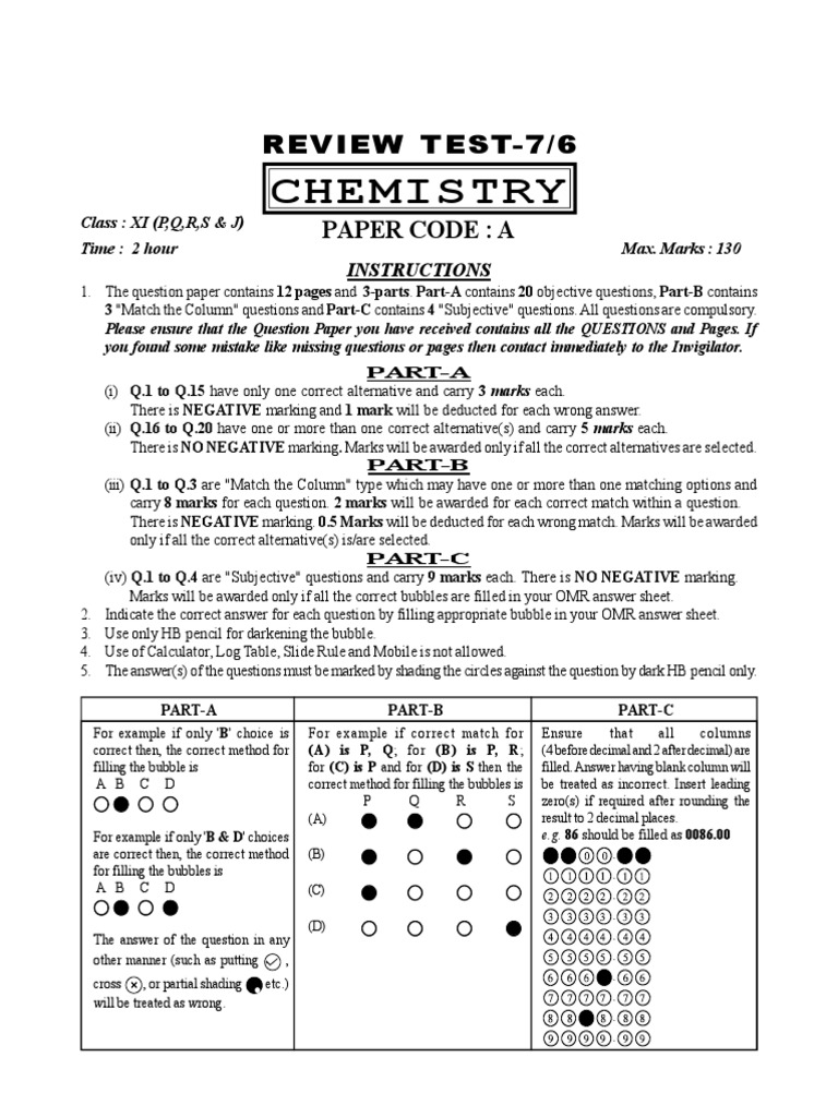 CHEMISTRY-24-12 - 11th (PQRS & J) Code-A WA | PDF | Electronvolt ...