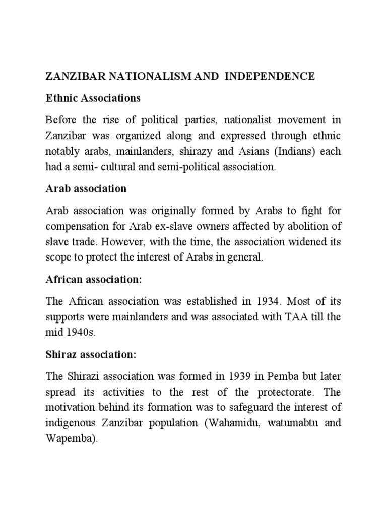 Zanzibar Political Parties Pre-Independence | PDF | Tanzania | Nationalism