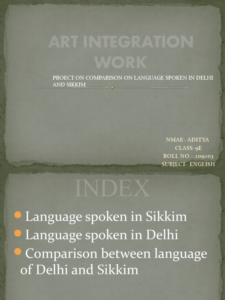 Art Integration Work: Proect On Comparison On Language Spoken in Delhi ...