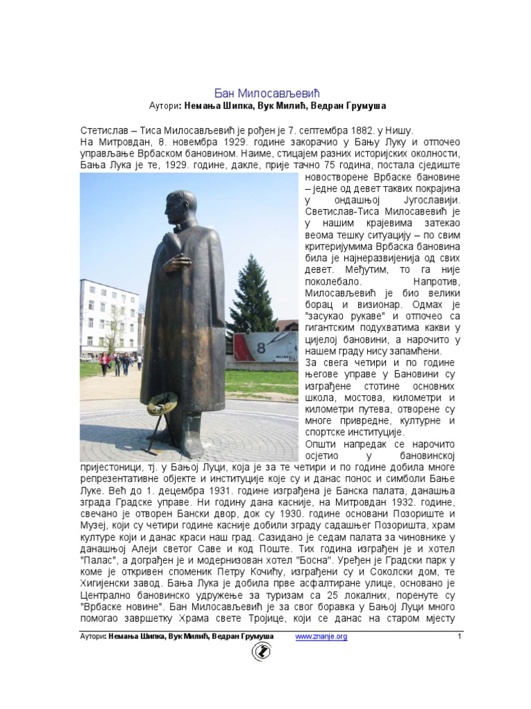 Ban - Milosavljevic Ban Vrbaske Banovine | PDF