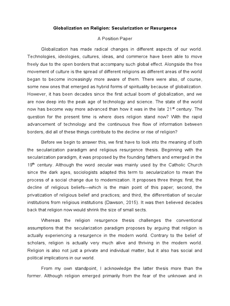 Globalization On Religion Secularization or Resurgence | PDF | Globalization | Philosophical ...