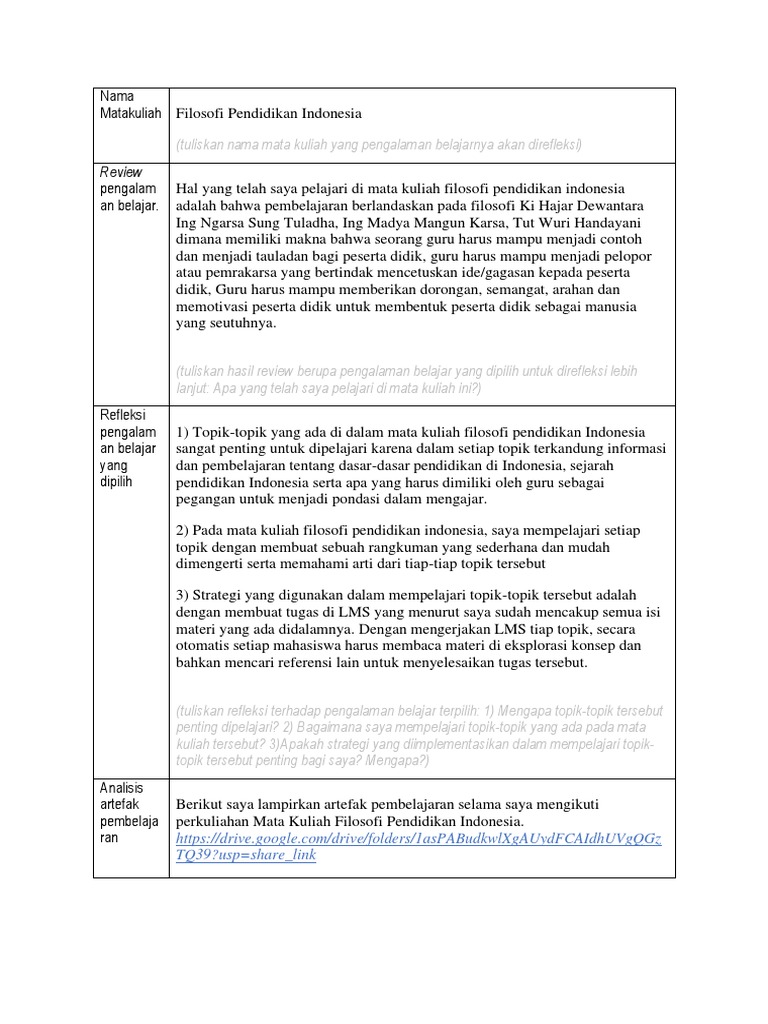 Jurnal Refleksi (Filosofi Pendidikan Indonesia) | PDF Jurnal Refleksi (Filosofi Pendidikan Indonesia) | PDF