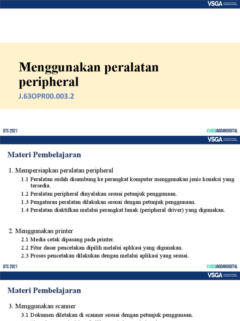 Menggunakan Peralatan Peripheral: J.63OPR00.003.2 | PDF | Komputer