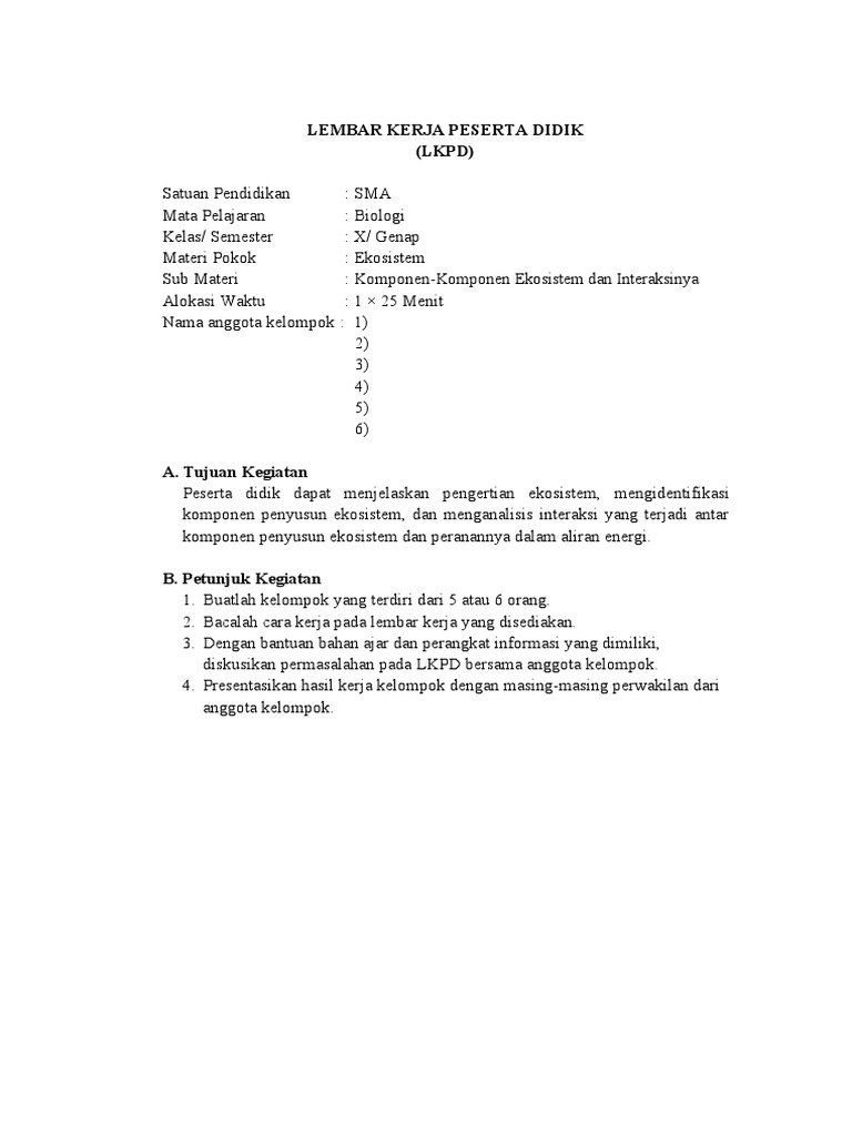 Lkpd Ekosistem Pdf