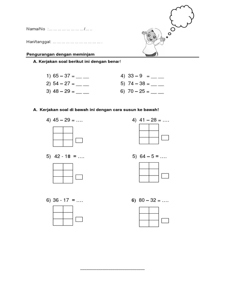 Pengurangan Dengan Meminjam | PDF