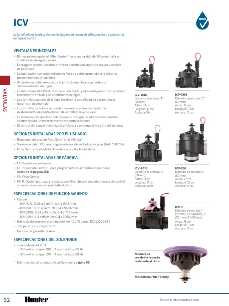 Ficha Técnica Hunter - Electroválvulas | PDF | Tornillo
