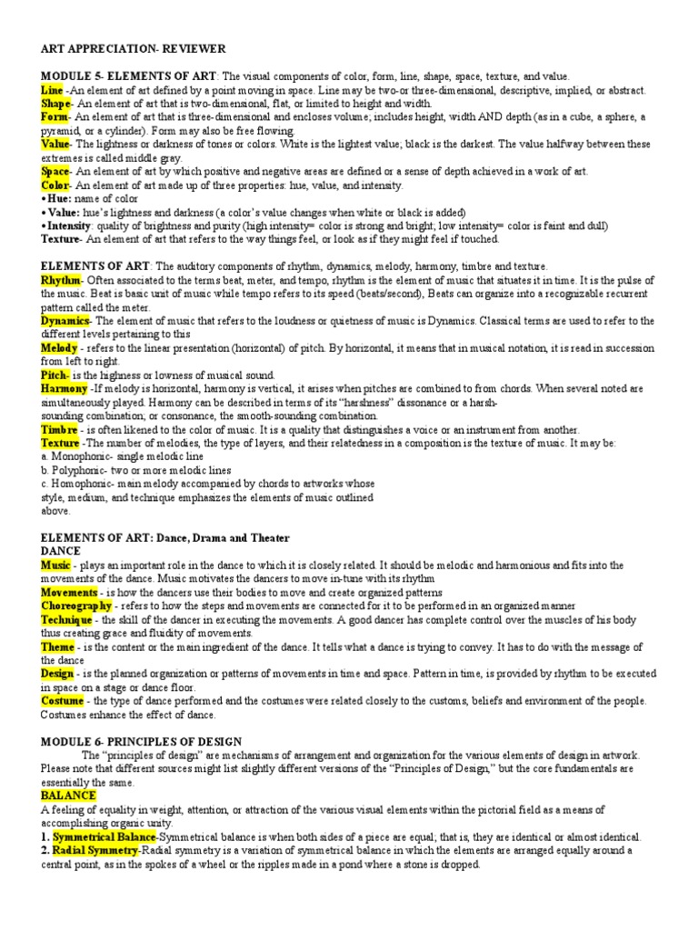 ART APPRECIATIOn-reviewer | PDF | Impressionism | Composition (Visual Arts)