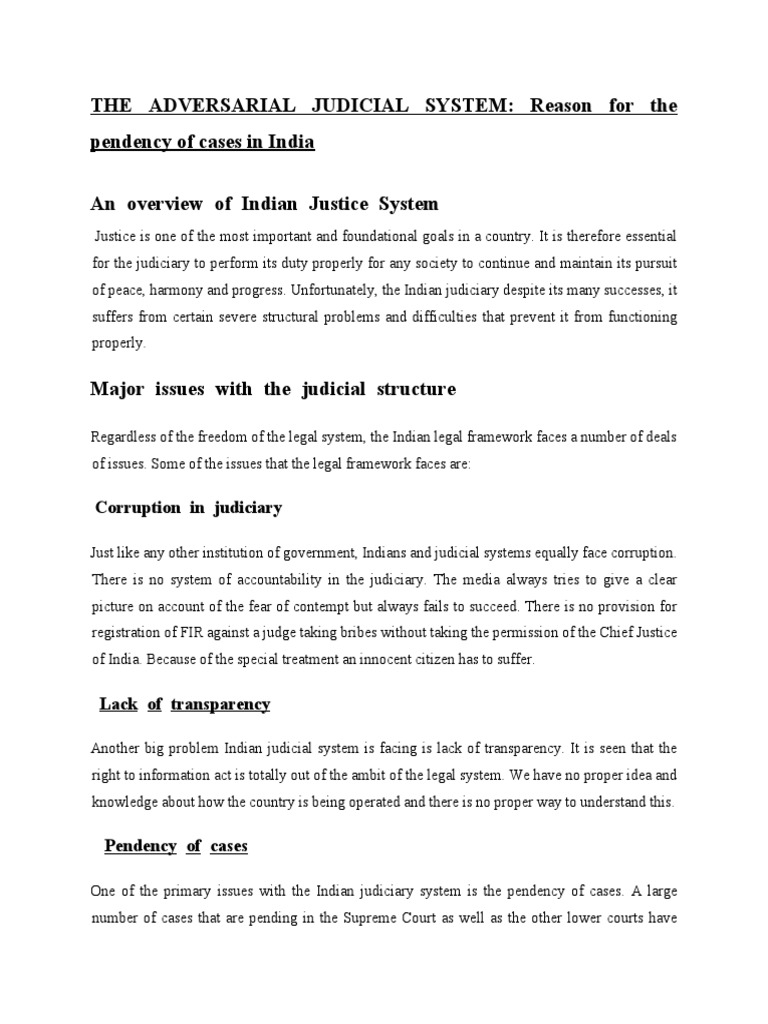 Issues in India's Judicial System | PDF | Judiciaries | Separation Of ...