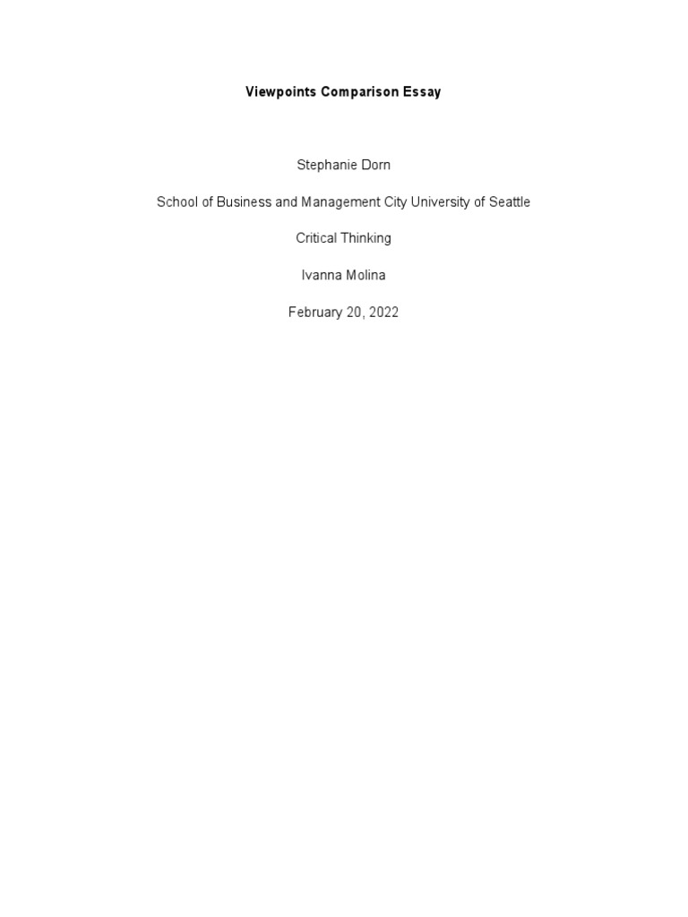 Viewpoints Comparison Essay | PDF | Pandemic