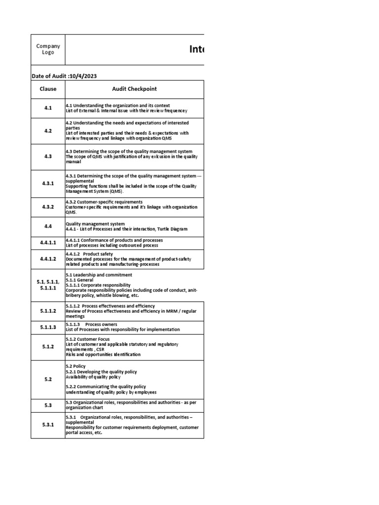 Internal Audit Checksheet - IATF 16949 - 2016 | PDF | Audit | Verification And Validation