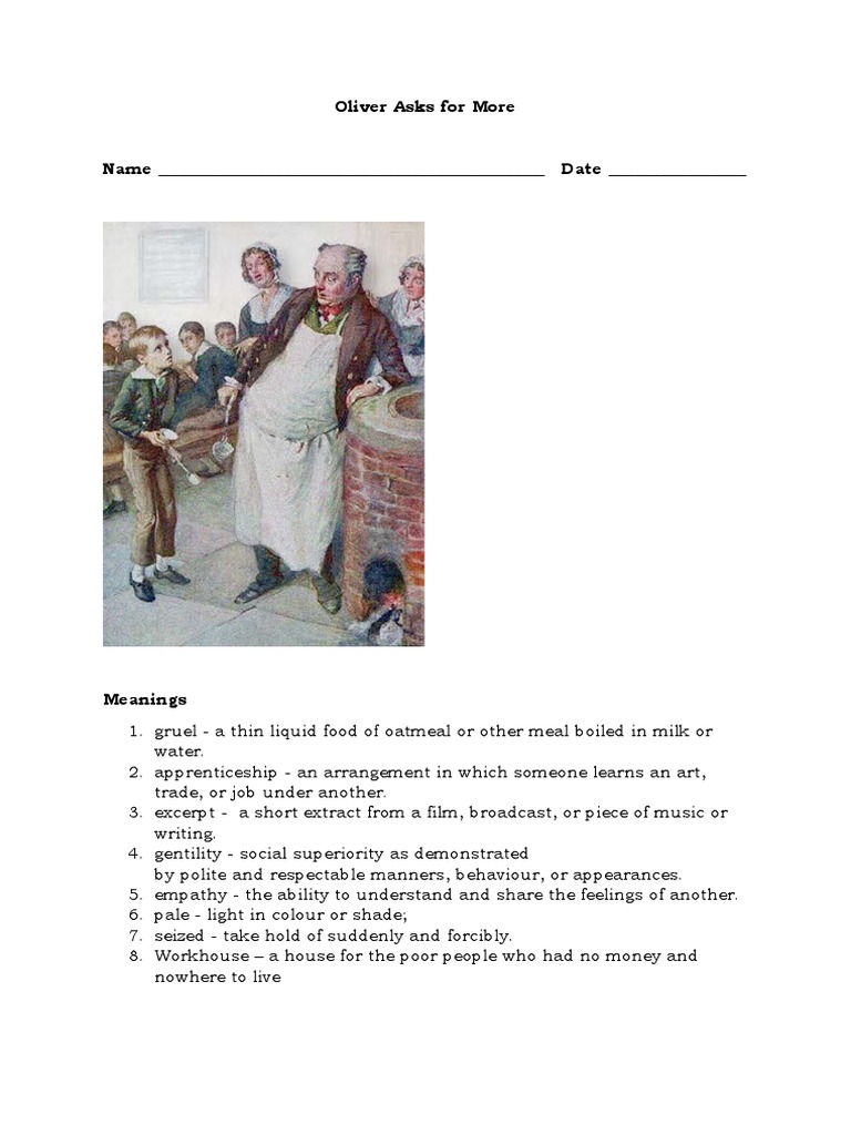 Oliver Asks For More | PDF | Oliver Twist