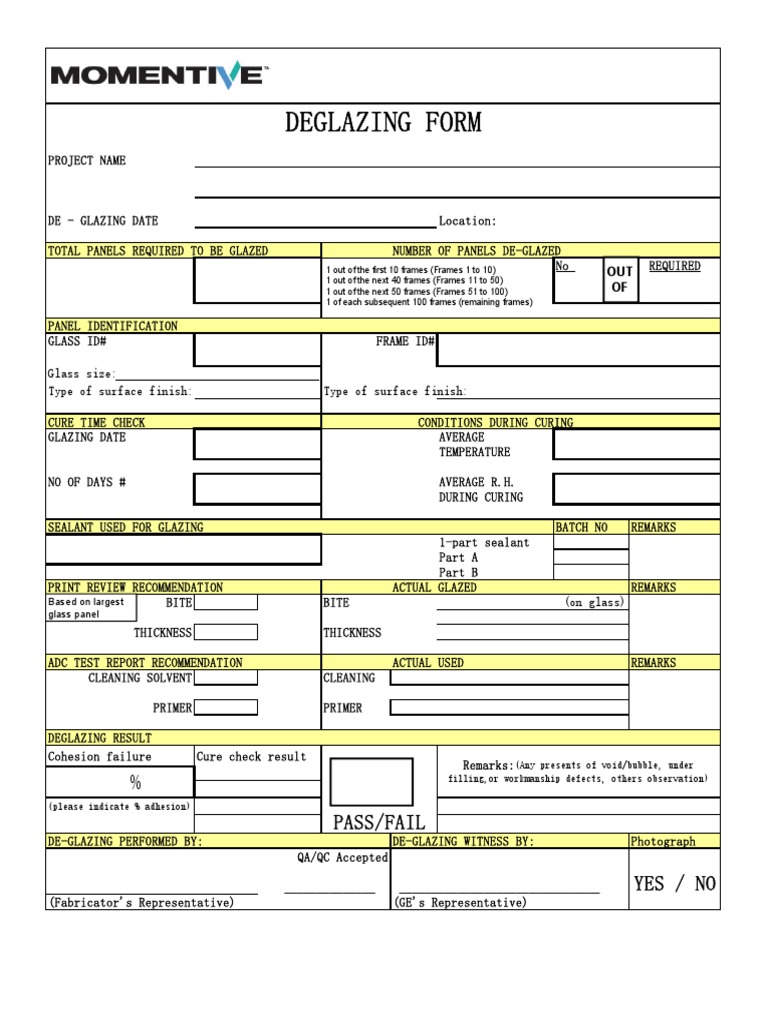 Deglazing Form | PDF | Building Materials | Materials Science