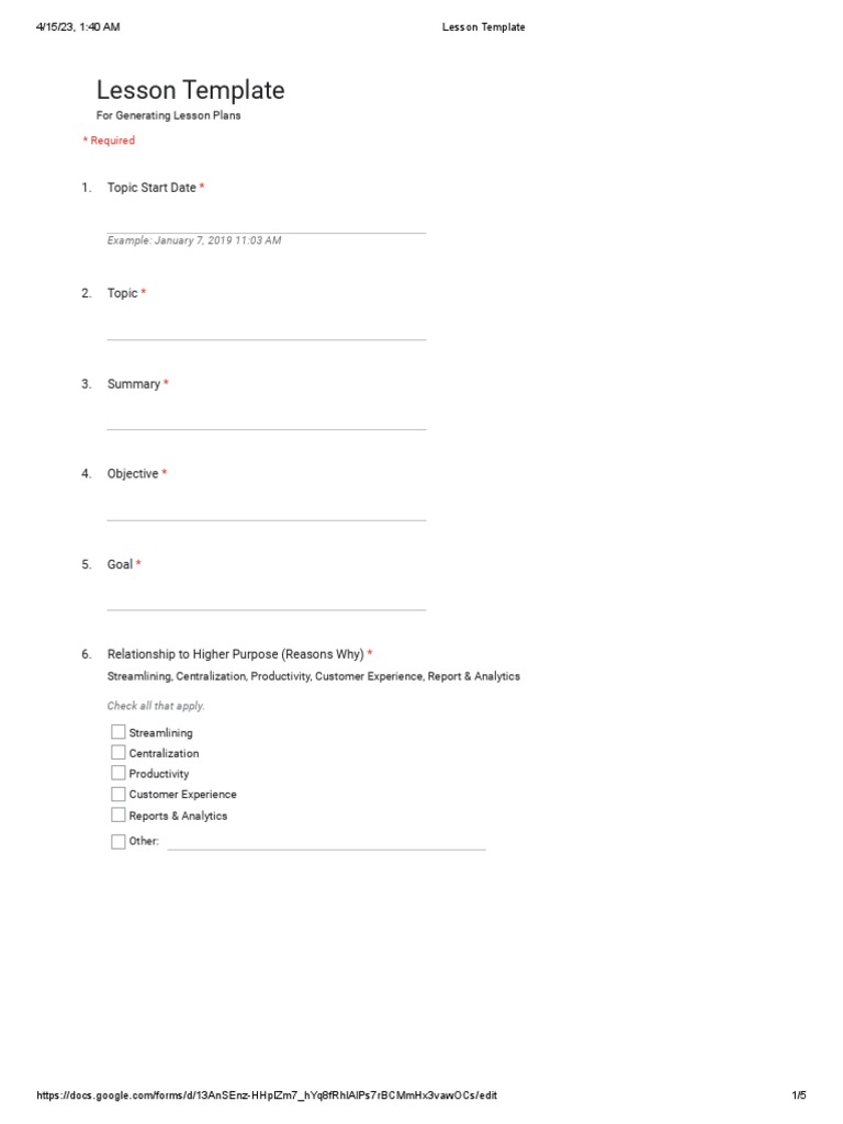 Publigo Lesson Template - Google Forms | PDF | Lesson Plan | Information