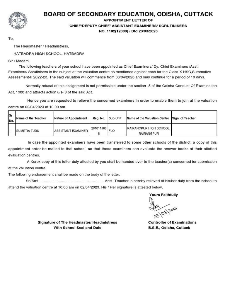 Board of Secondary Education, Odisha, Cuttack | PDF