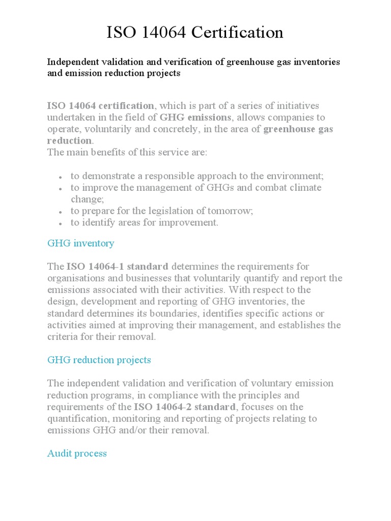 ISO 14064 Certification | PDF | Business | Finance & Money Management