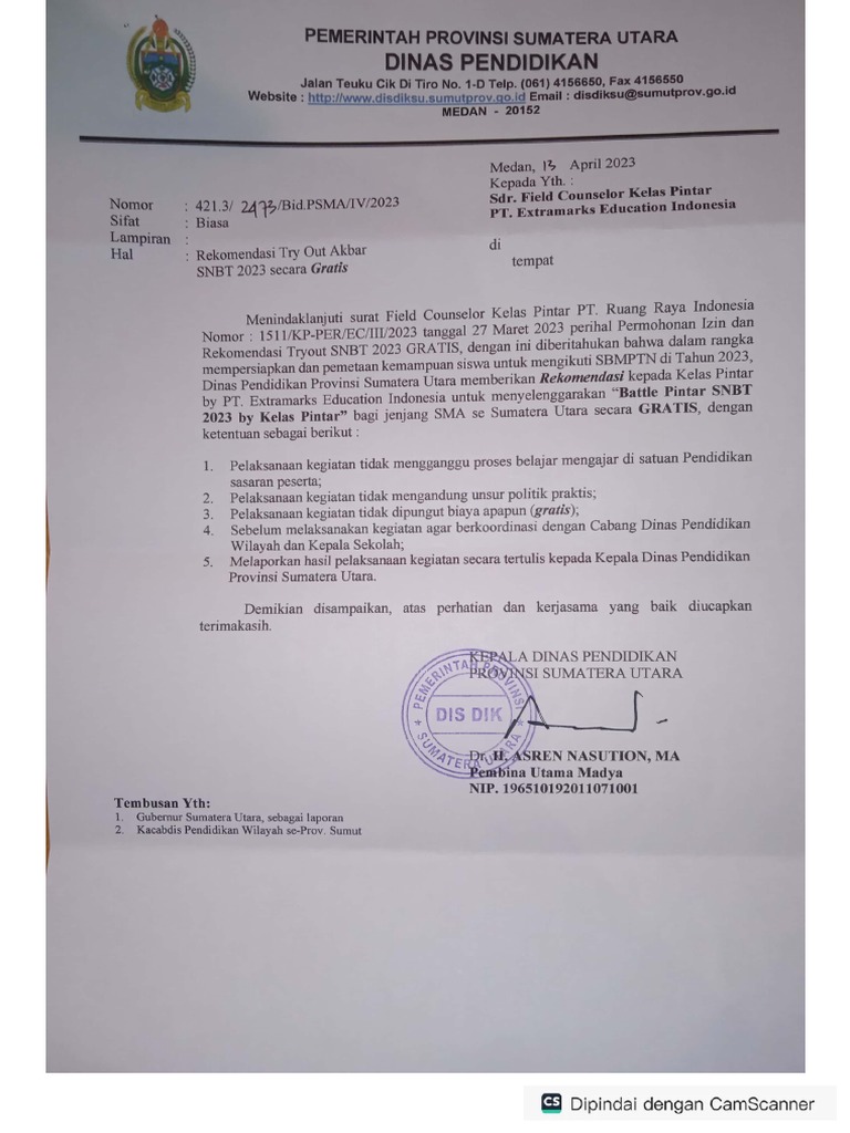 Rekomen Try Out Akbar SNBT 2023 Dari Dis Dik | PDF