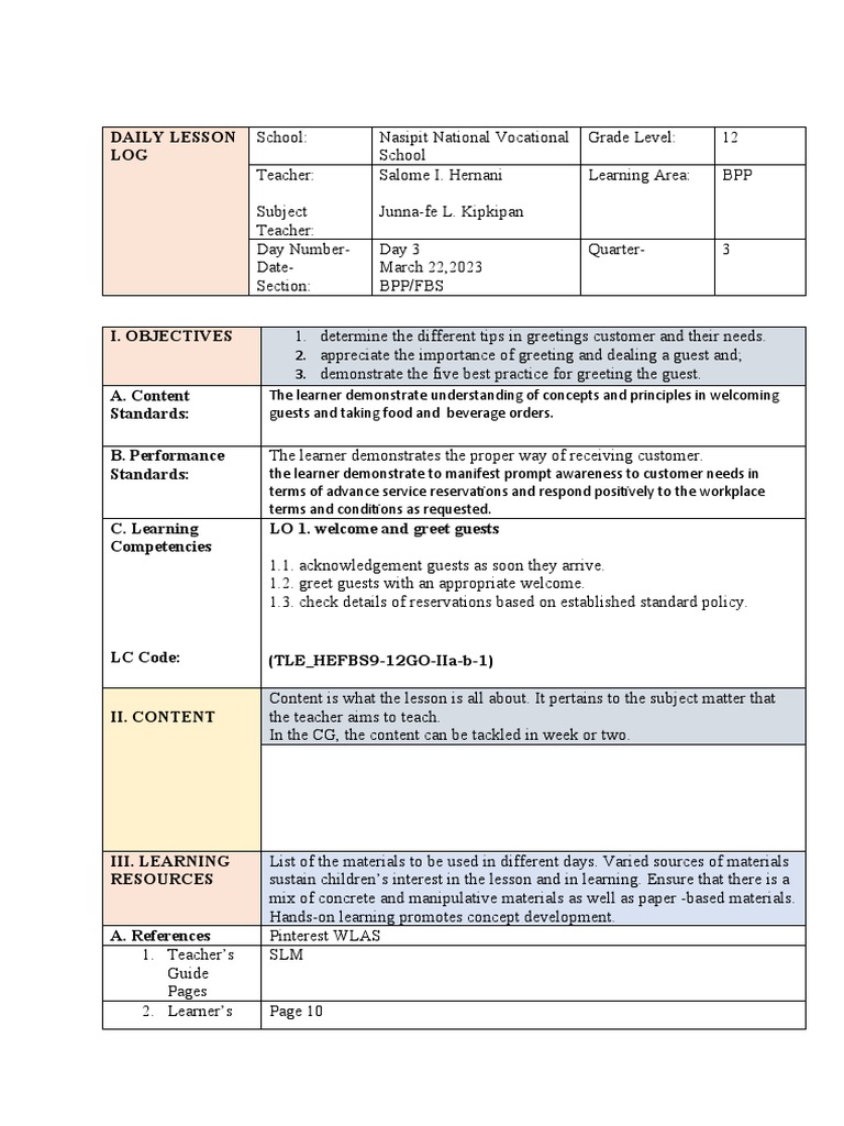 DLL March 21 2023 FBS 12 3 | PDF | Learning | Educational Assessment
